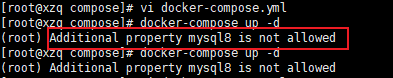 docker使用遇到的坑 Addtion property mysql is not allowed_additional property enviroment is not allowed ...