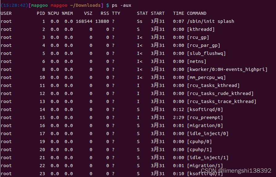 linux进程查看ps命令_liunx查看ps-CSDN博客