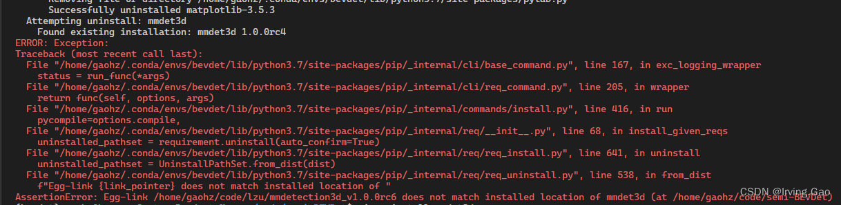 Python——报错解决:assertionerror Egg Link Xxx Does Not Match Installed