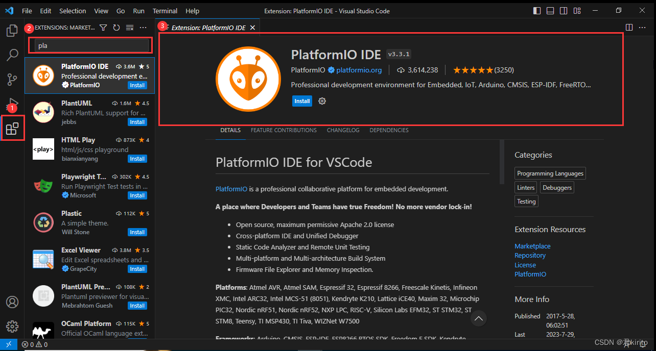 在Vscode中安装PlaformIO插件以及如何使用-CSDN博客