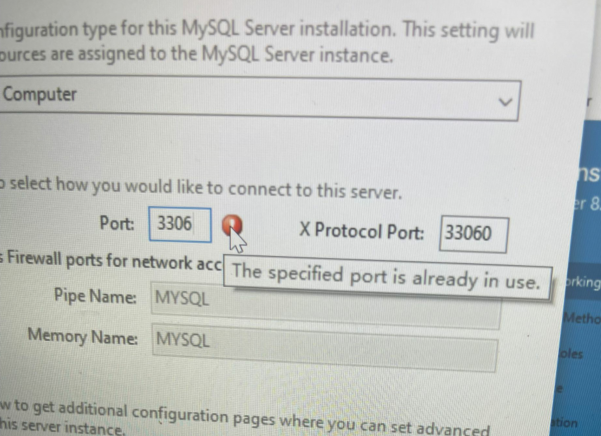 mysql安装报错：The specified port already in use_the specified port is ...