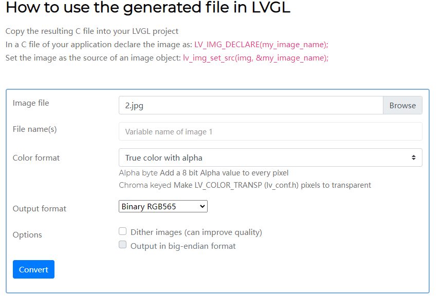 littlevGL图片控件(lv_img)与自带图标的使用(一)_littlevgl的图片转换-CSDN博客