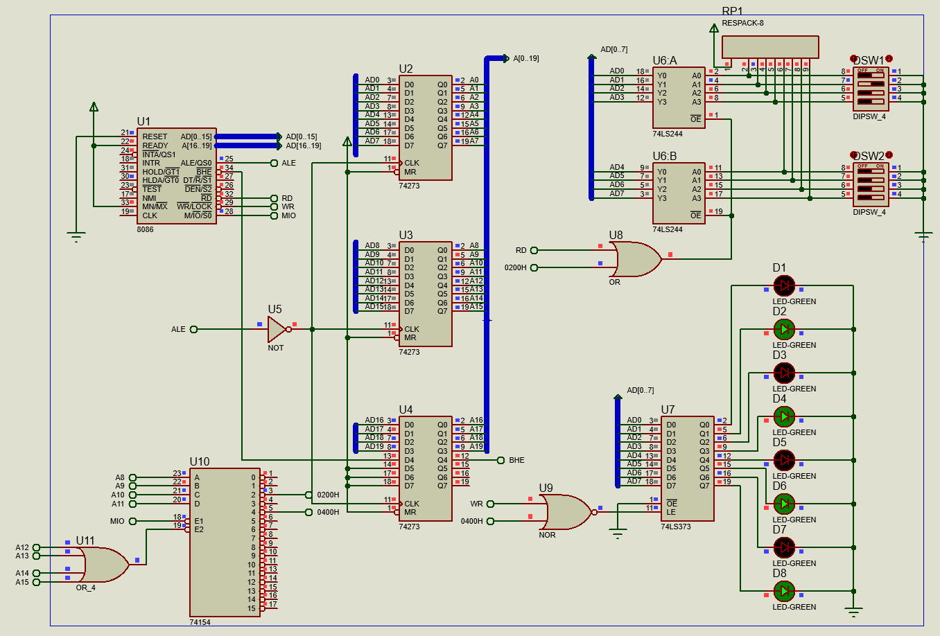 【Proteus仿真8086】简单IO接口实验——无条件传输和查询方式_proteus仿真8086一个开关控制八个灯同时亮灭-CSDN博客