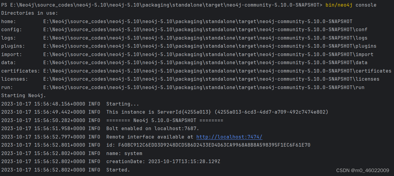 编译neo4j 完成后，启动报错：系统找不到指定的路径。 Unable to create logger at_a partial alias for 'neo4j-admin server ...
