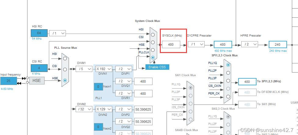 STM32H750VBT6的SystemCoreClock为什么是64M？_cube 时钟只有64m-CSDN博客