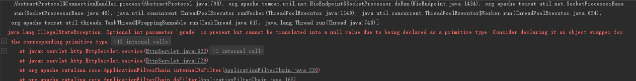 Optional Int Parameter ‘grade‘ Is Present But Cannot Be Translated Into