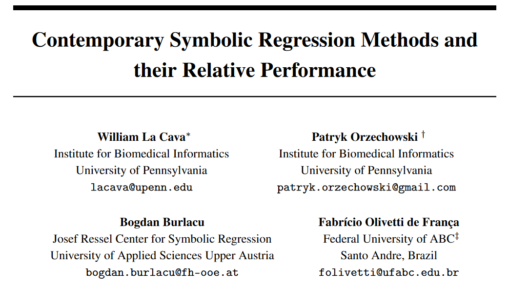 2021，Contemporary symbolic regression methods and their relative ...