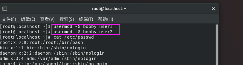 番外8---项目(管理用户和组)_1.用户管理准备工作:新建用户bobby、user1、user2, 将用户user1 和user2加-CSDN博客
