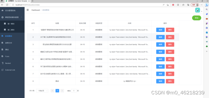 基于springbootvue的课程思政管理平台的设计与实现 10 武际斌段良平金永亮基于vue Spring Boot课程思政素材库的设计与实现 Csdn博客 