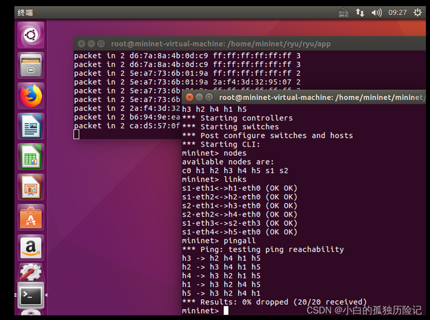 SDN架构，mininet三种方式创建拓扑并使用远端ryu控制器_mininet python脚本创建拓扑-CSDN博客