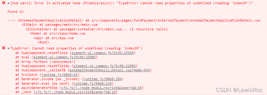 Element 表单 Resetfields()方法报错cannot Read Properties Of Undefined
