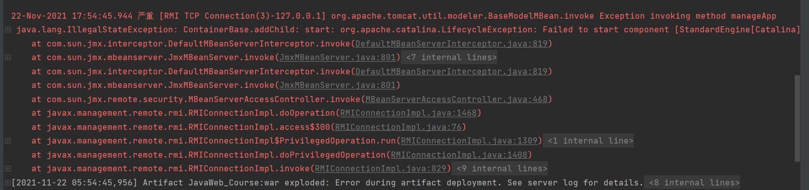 启动Tomcat时出现异常Caused by: java.lang.IllegalStateException_caused by: java.lang ...
