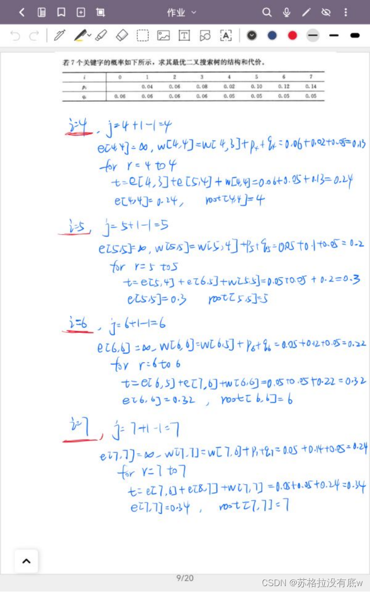 动态规划：最优二叉搜索树（手写例题附代码）最优二叉搜索树的设计与实现 Csdn博客