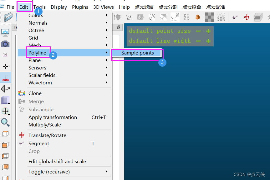 CloudCompare——矢量线采点_cloudcompare sample points原理-CSDN博客