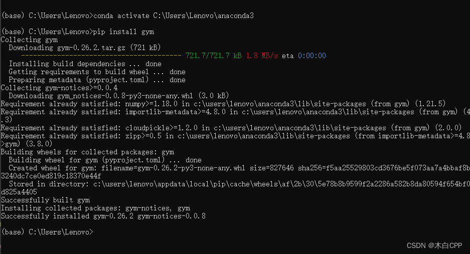 PackagesNotFoundError: The following packages are not available from current channels: - gym 解决 ...