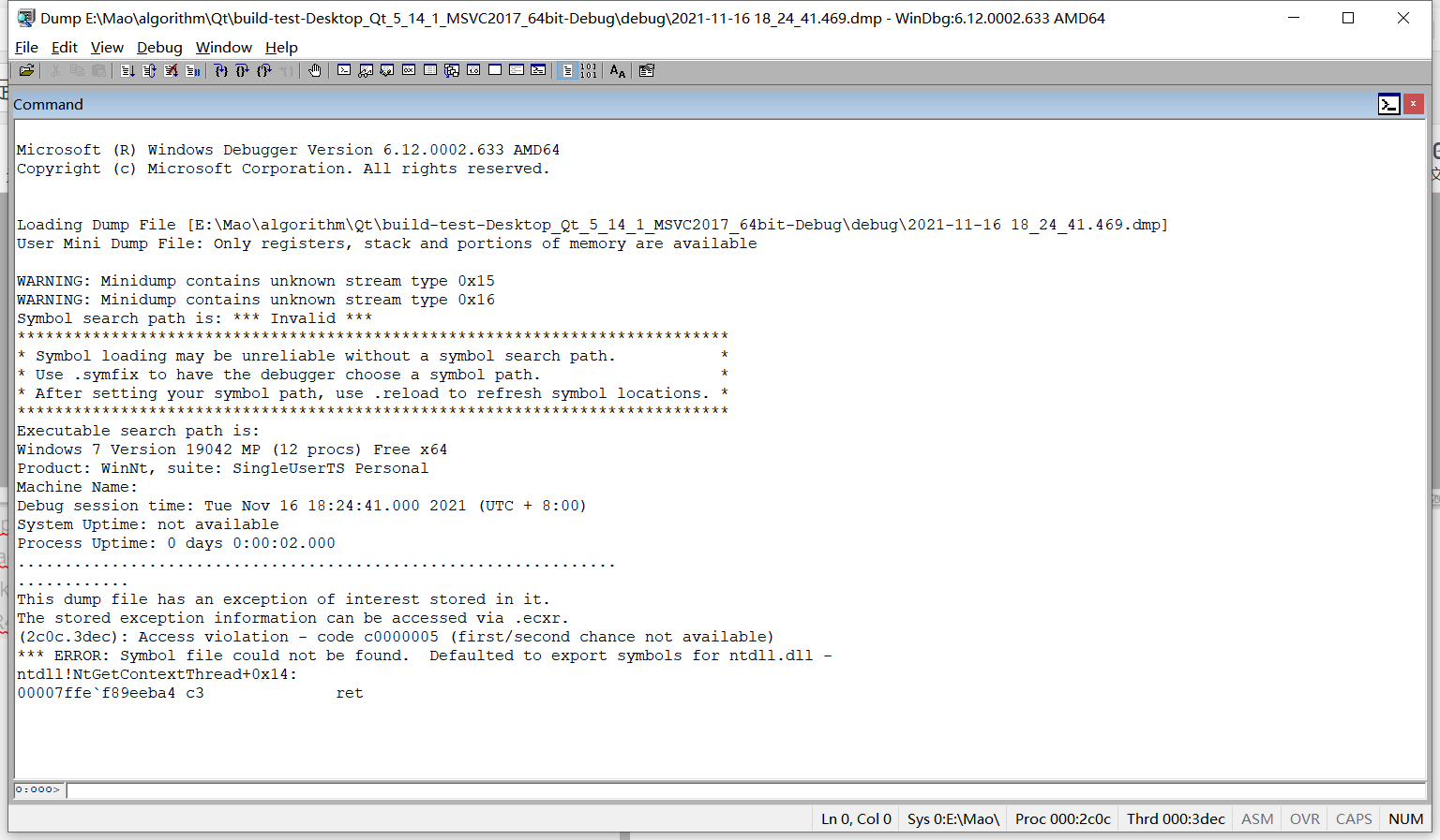 崩溃捕捉: dump日志生成 + WinDbg 分析（WIN10 + QT）-CSDN博客