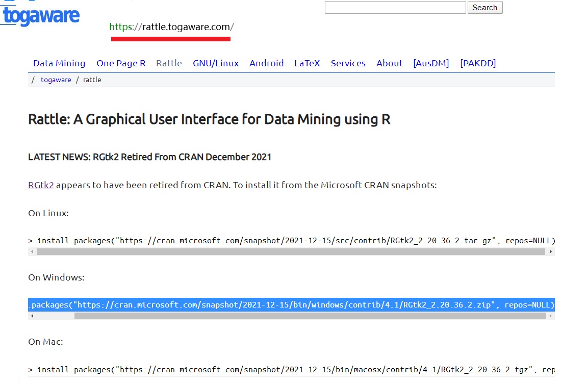 R安装rattle时解决出现package ‘RGtk2’ is not available for this version of R的问题-CSDN博客