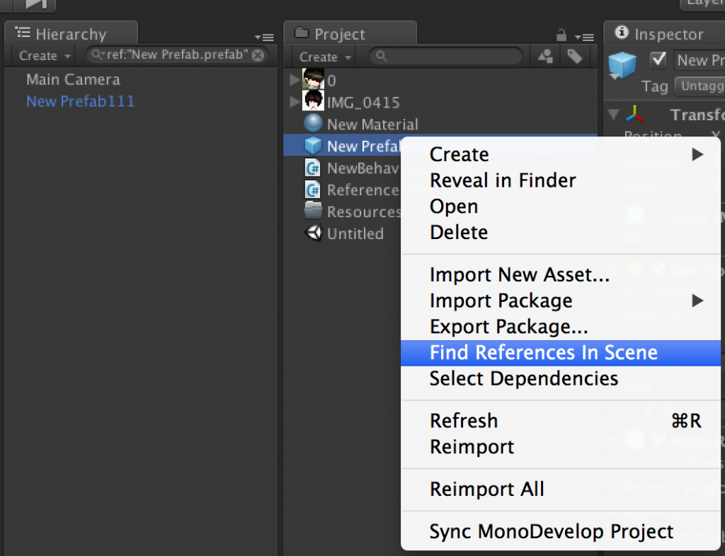 Prefab和GameObject的正向和逆向查找引用_unity herarchy物体可以找到对应prefab-CSDN博客
