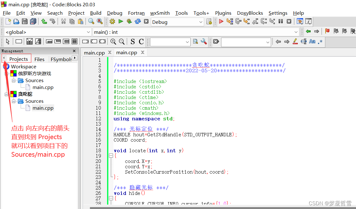 Codeblocks项目窗口管理codeblocks项目管理工具 Csdn博客