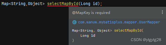 引入MybatisPlus，自定义mapper文件，返回为Map方法提示 @MapKey is required，解决办法-CSDN博客