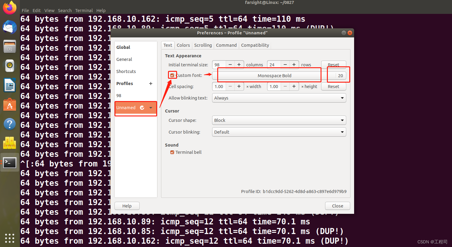 Linux虚拟机（Ubuntu）字体大小的调节。_虚拟机调整字体大小-CSDN博客