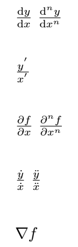 LaTeX 中常用的导数符号命令_latex导数怎么打-CSDN博客