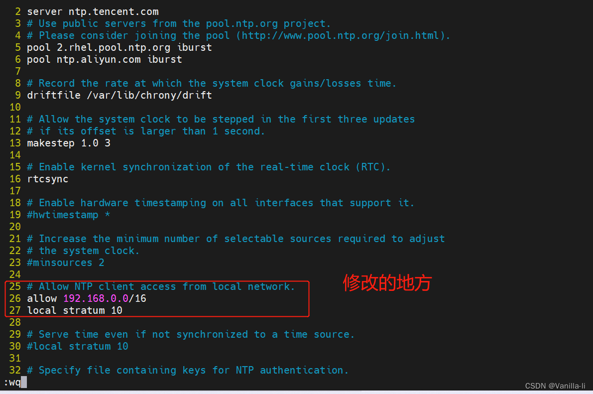 在每天早上9点钟，让你的服务器可以通过ntp.aliyun.com和ntp.tencent.com同步自己的时间。 注意点：时间服务器配置好，要能够上网，systemctl enable ...
