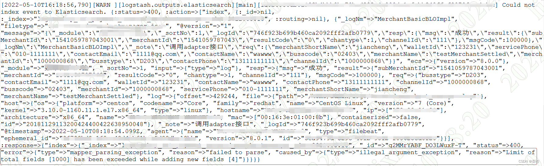 解决elasticsearch索引报错问题之limit Of Total Fields 1000 Has Been Exceeded