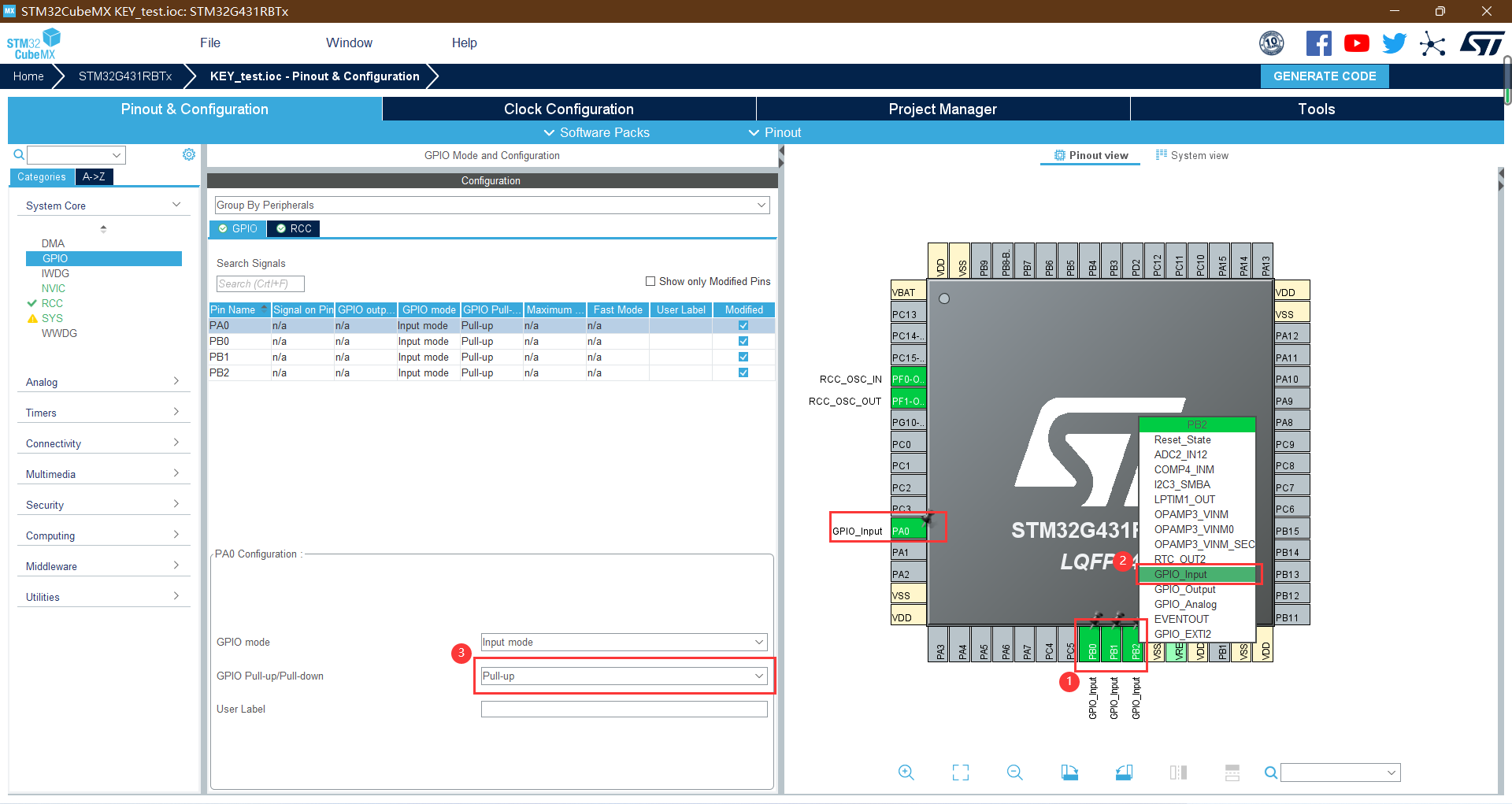 蓝桥杯嵌入式（STM32G431RBT6）入门第三天——使用按键（KEY）｜CSDN创作打卡_stm32g431rbt6用户手册-CSDN博客