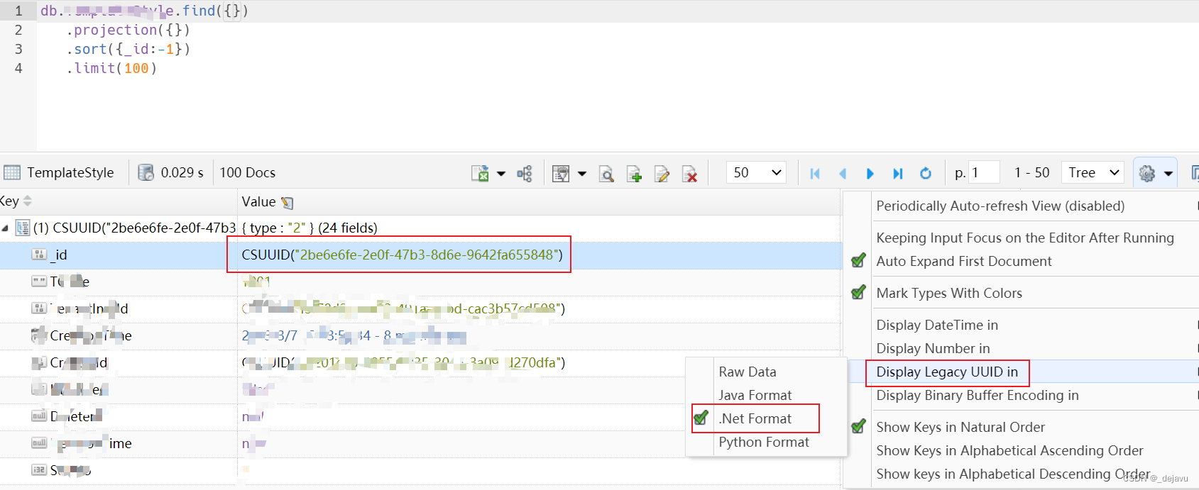 Mongodb中Guid类型的值程序中与客户端展示的值不一致_c# mongo guid和存储的不一致-CSDN博客