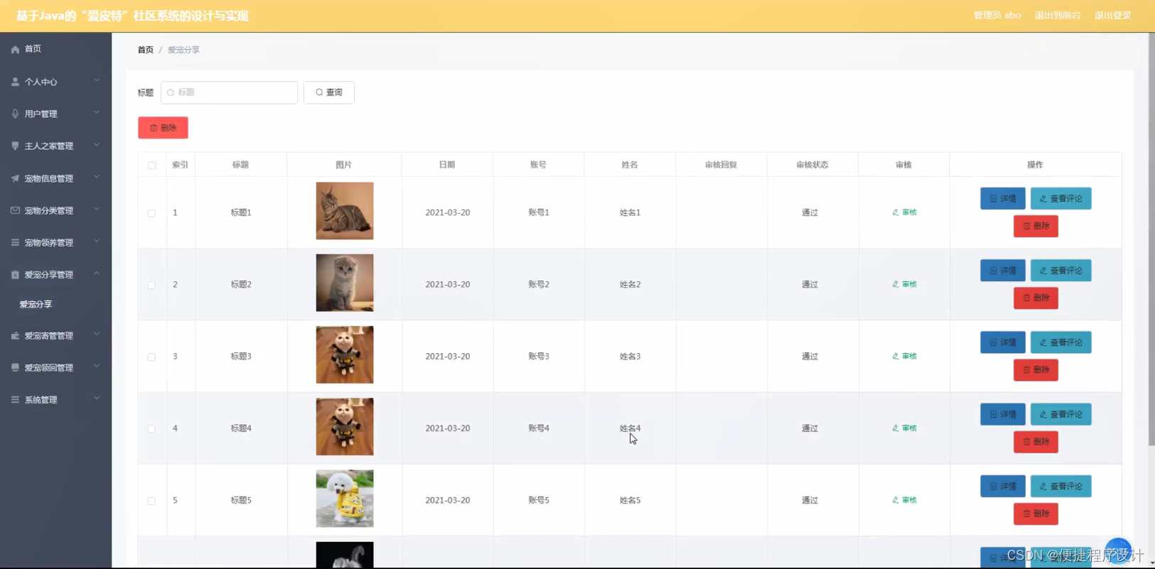 Java基于java的 爱皮特”社区系统的设计与实现(开题源码)java 社区系统 Csdn博客