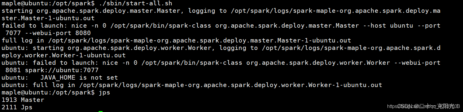 Spark启动的时候出现failed to launch: nice -n 0 /soft/spark/bin/spark-class org.apache.spark.deploy ...