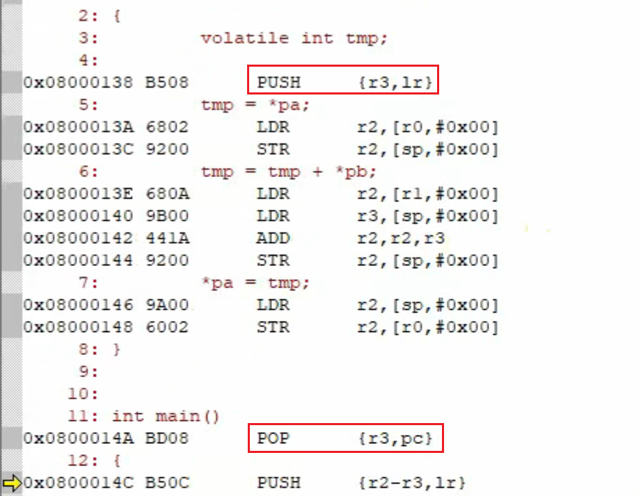 ARM 简单分析 C函数反汇编代码的运行_push指令 arm-CSDN博客