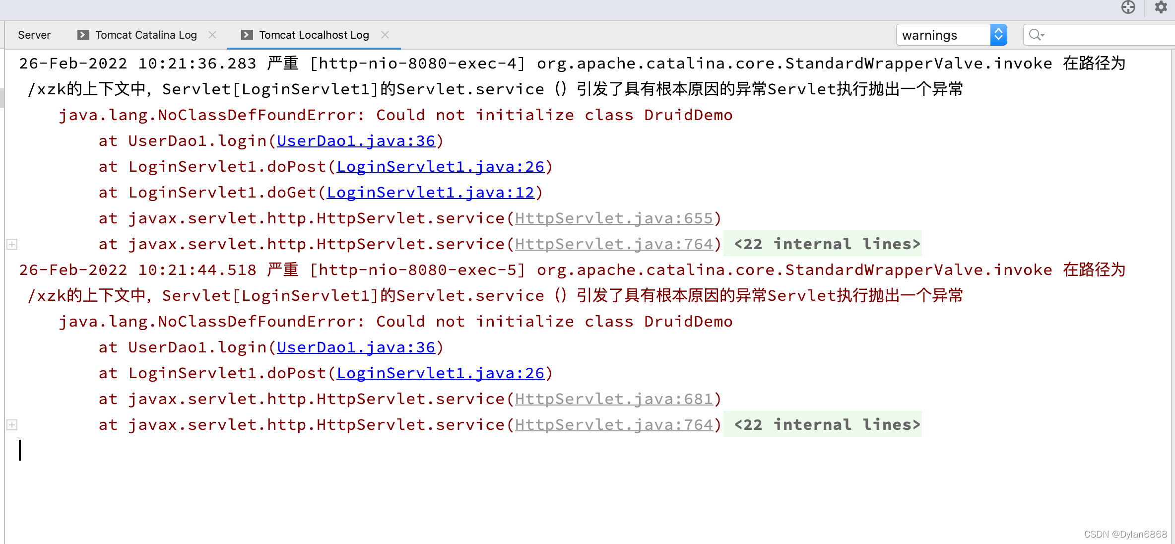 运行服务器tomcat但是到jdbc这一步,一直报错javalangnoclassdeffounderror Could Not