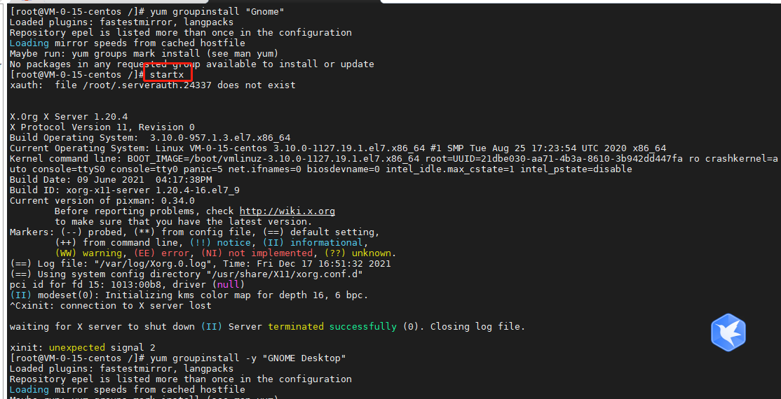 腾讯云搭建 CentOS 可视化界面startx无效解决方法_腾讯云startx-CSDN博客