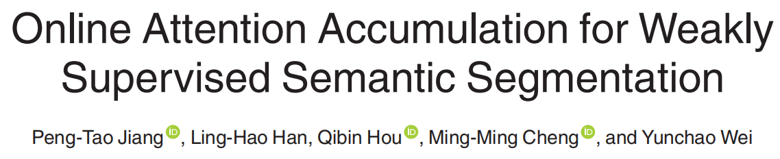 【论文阅读】Online Attention Accumulation for Weakly Supervised Semantic Segmentation_integral object ...