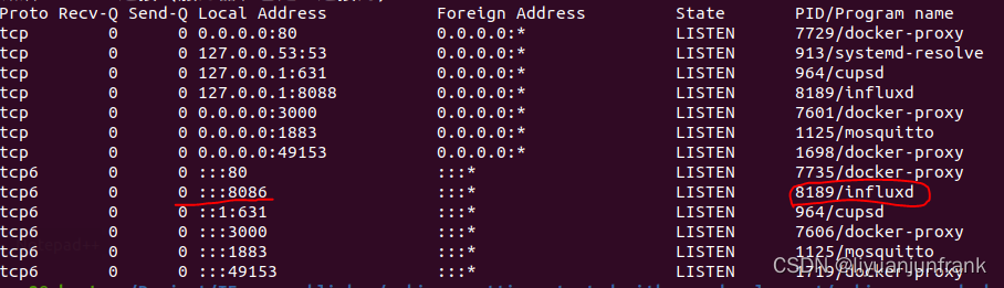docker-compose启动容器（listen tcp4 0.0.0.0:8086: bind: address already in use）_error: listen tcp ...