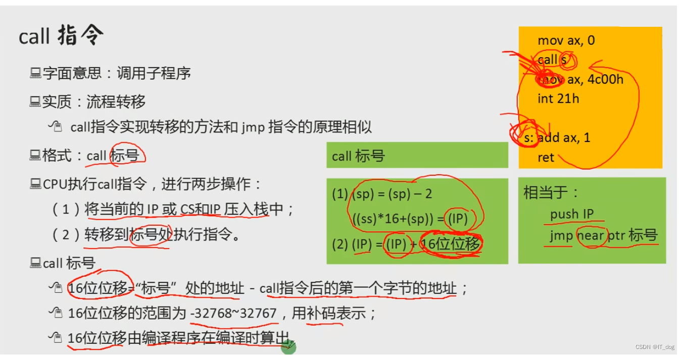 【8086汇编】call 指令和 ret 指令_8086ret-CSDN博客