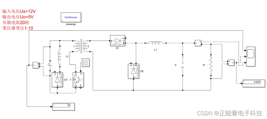 带隔离变压器的DC/DC单端正激变换电路设计与Simulink仿真_simulink正激电路仿真-CSDN博客