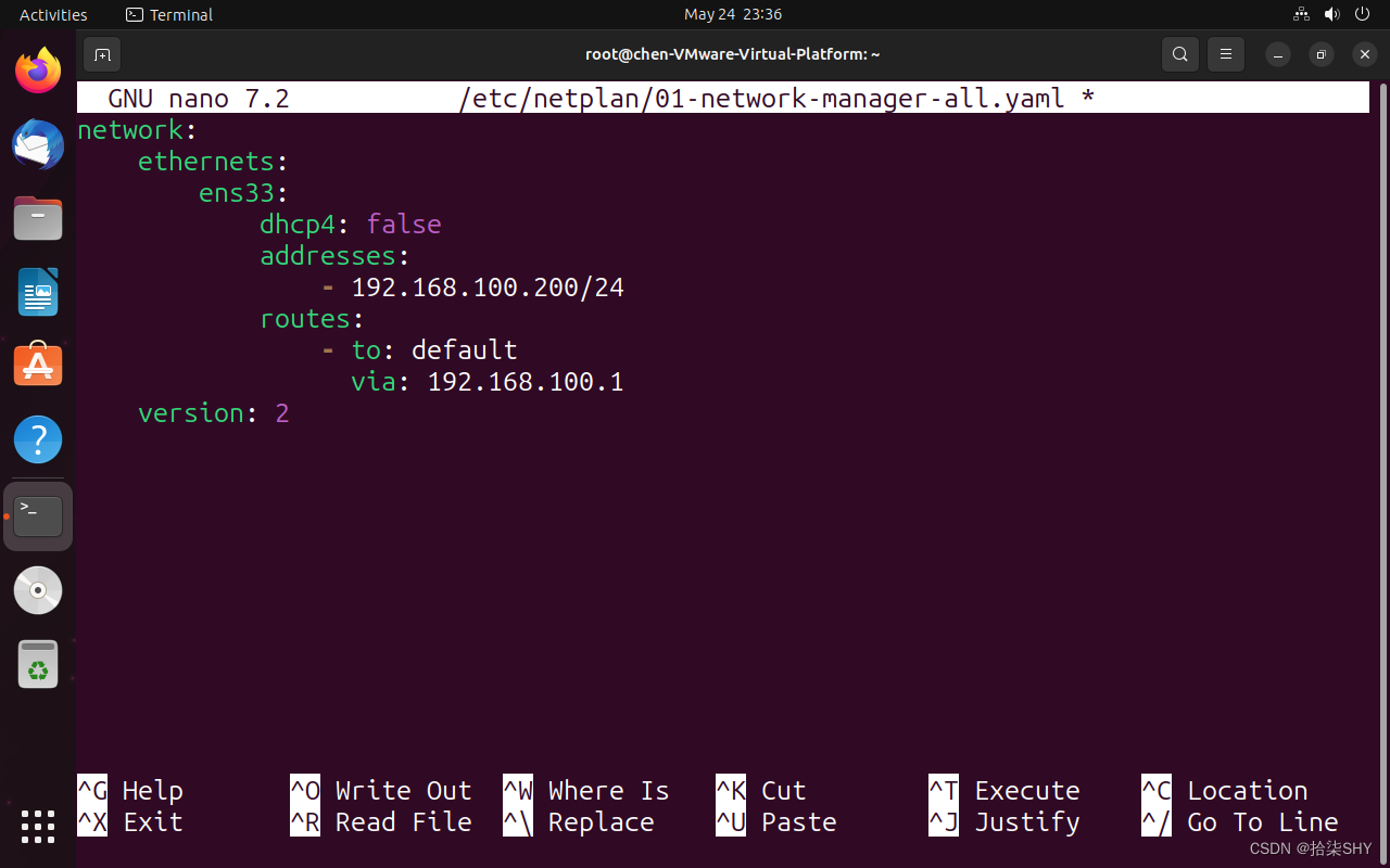 Ubuntu23.04-配置静态IP地址TCP/IP参数_ubuntu23.04配置网络-CSDN博客