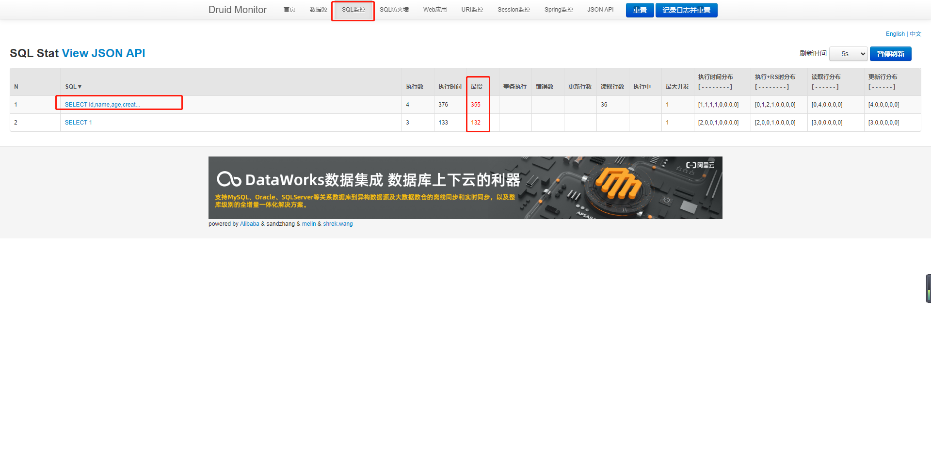 SpringBoot整合Druid进行SQL监控、SQL慢查询_springboot查询慢日志-CSDN博客
