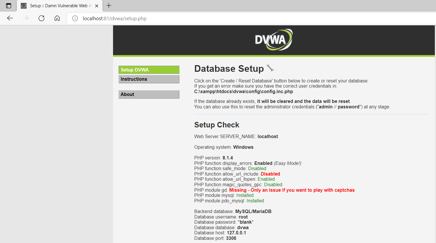使用xampp配置DVWA的全流程_xampp的配置 dvwa-CSDN博客