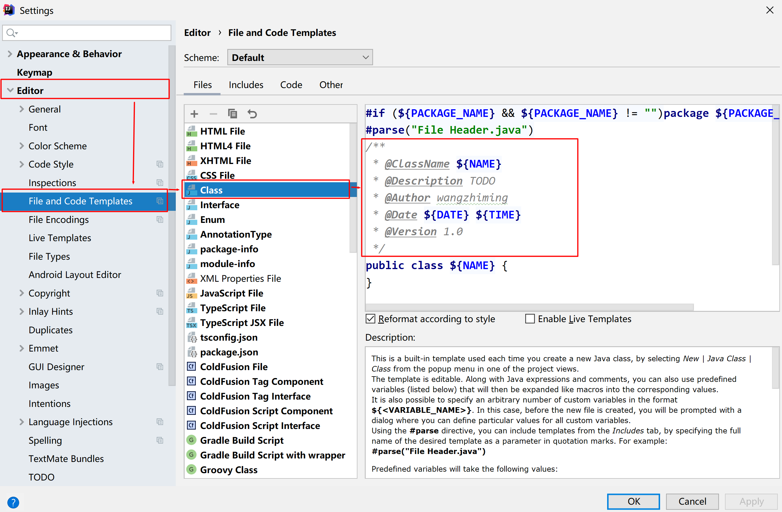 IDEA注释模板配置_@classname: ${name}-CSDN博客