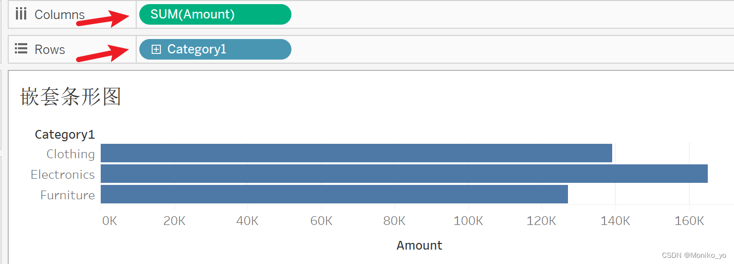 Tableau 嵌套条形图（教程）tableau条形图，把不同年份的类型合并在横轴 Csdn博客
