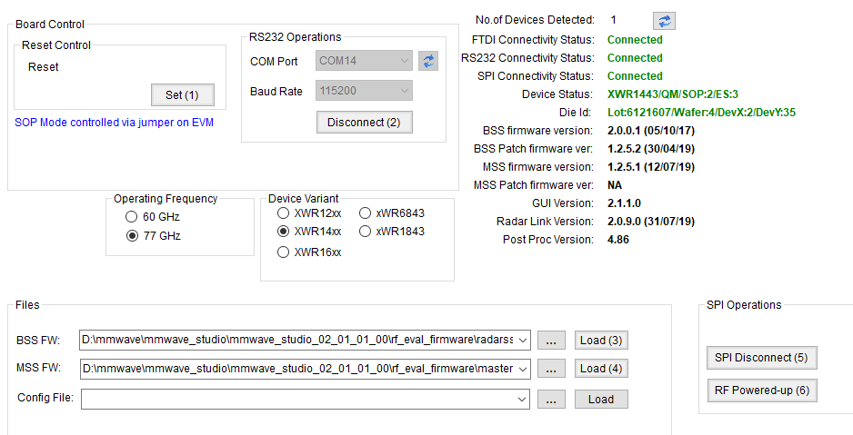 DCA1000EVM 【Status: Failed, Error Type: RESP TIMEOUT】 MSS Power Up async event was not received ...