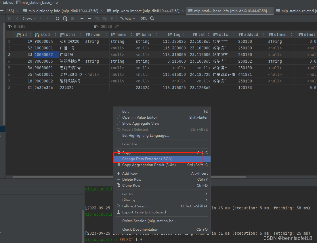 DataGrip2023 将表格的内容导出为Json格式_datagrip中的 data extractors中没有了json的选项-CSDN博客