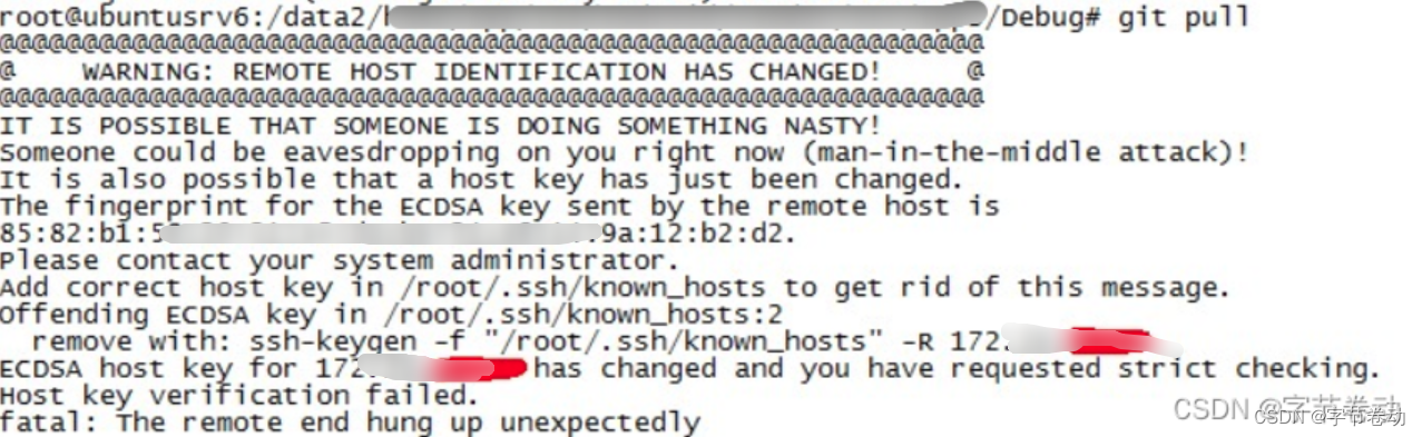 【Git学习】 使用SSH登录Git服务器报错：host key for (ip地址) has changed and you have requested strict checking ...