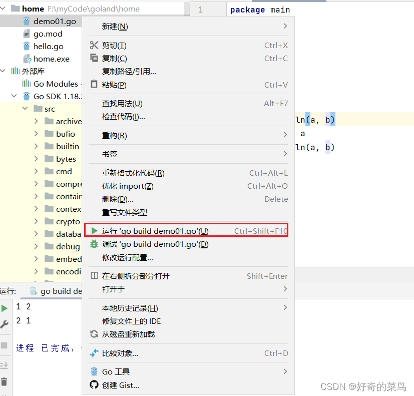 Goland软件包 Home 包含多个 Main 函数 请考虑改用文件种类错误 软件包 Demo1 包含多个 Main 函数 请考虑改用文件种类 Csdn博客