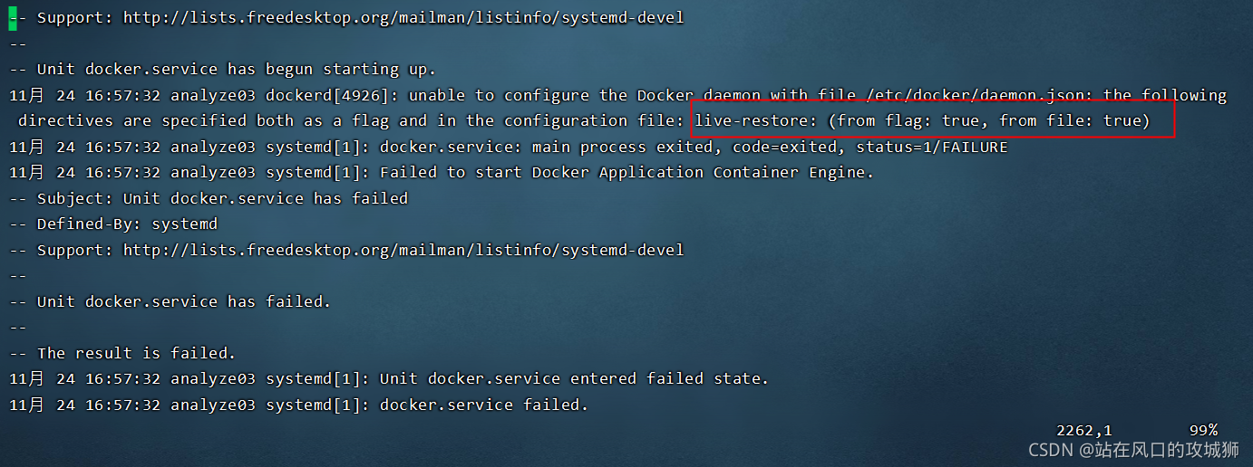 Docker启动报错unable To Configure The Docker Daemon With File Etc Docker