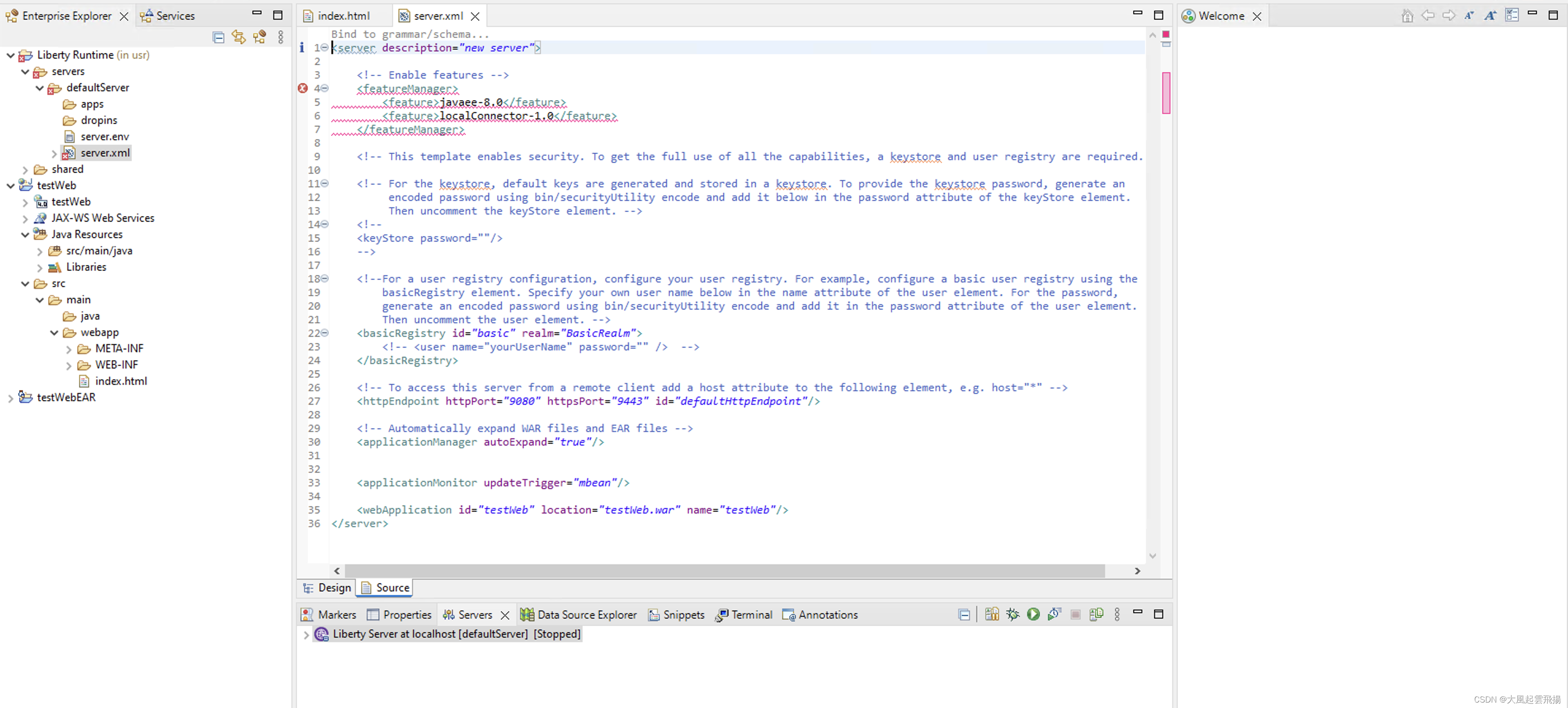 Eclipse 安装配置Open Liberty Server & WebSphere Liberty Server_open liberty ...